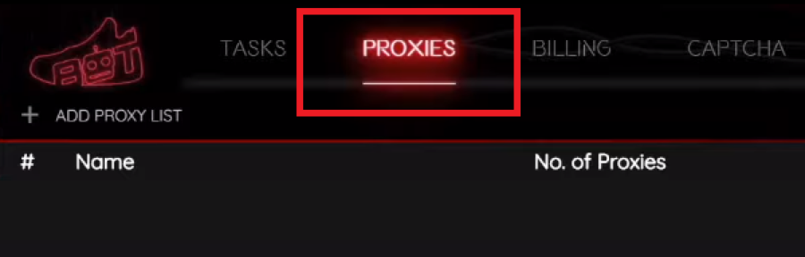 Step-by-step proxy setting tutorial in Nike Shoe Bot