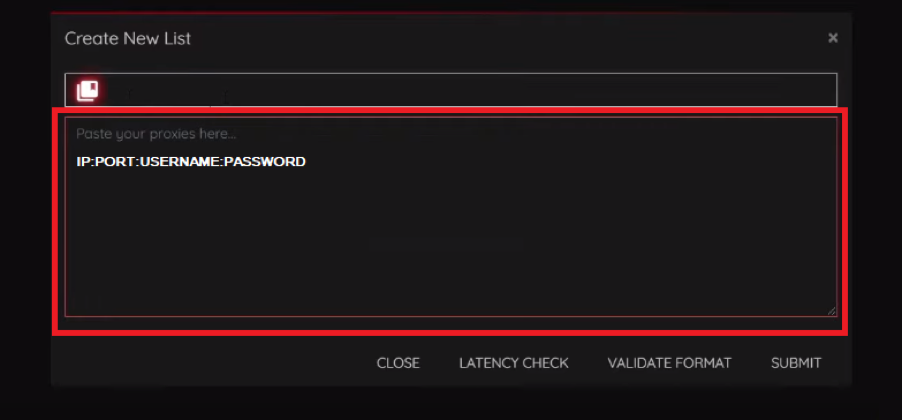 Step-by-step proxy setting tutorial in Nike Shoe Bot